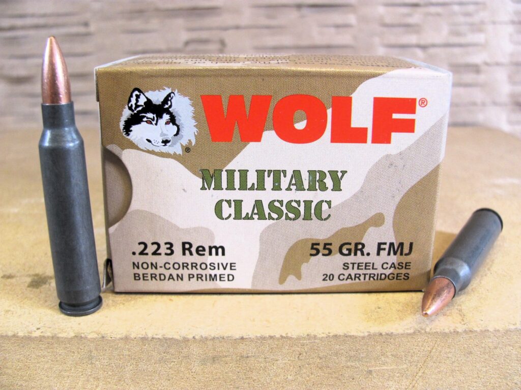1000 Rounds – 223 Rem 55 Grain FMJ Wolf WPA Military Classic Steel Case ...