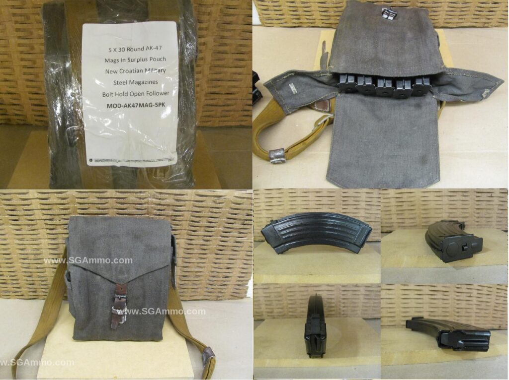 5 x 30 Round AK-47 Mags in Surplus Pouch – Croatian Military Contract ...