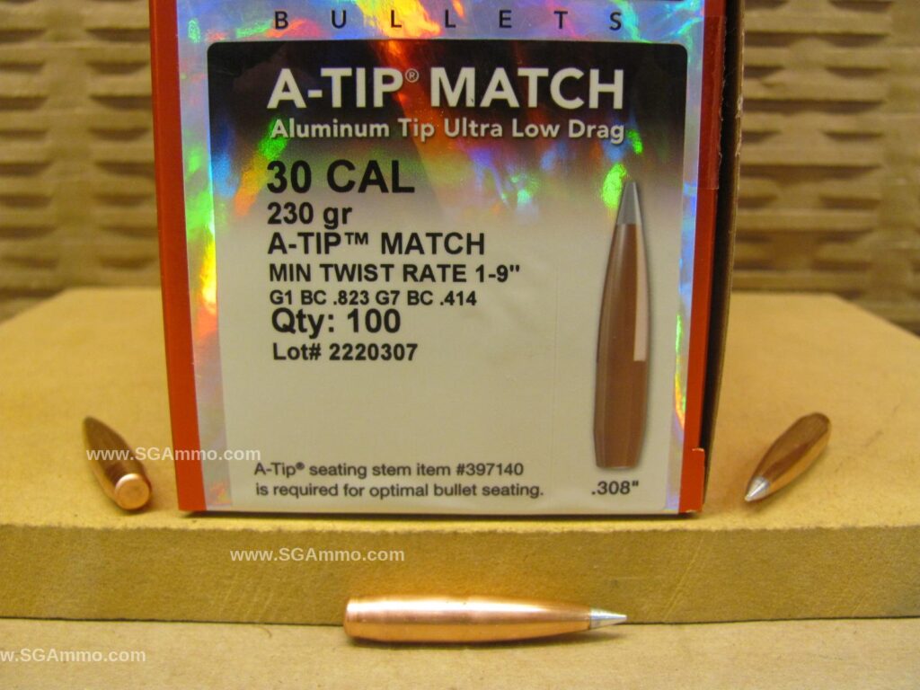 100 Count Box – 30 Cal 230 Grain A-Tip Match Projectile For Handloading ...