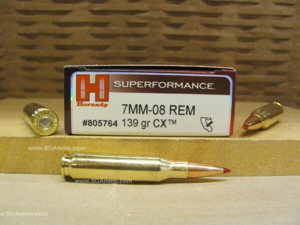 20 Round Box – 7mm-08 Rem 139 Grain CX Hornady Superformance Ammo ...