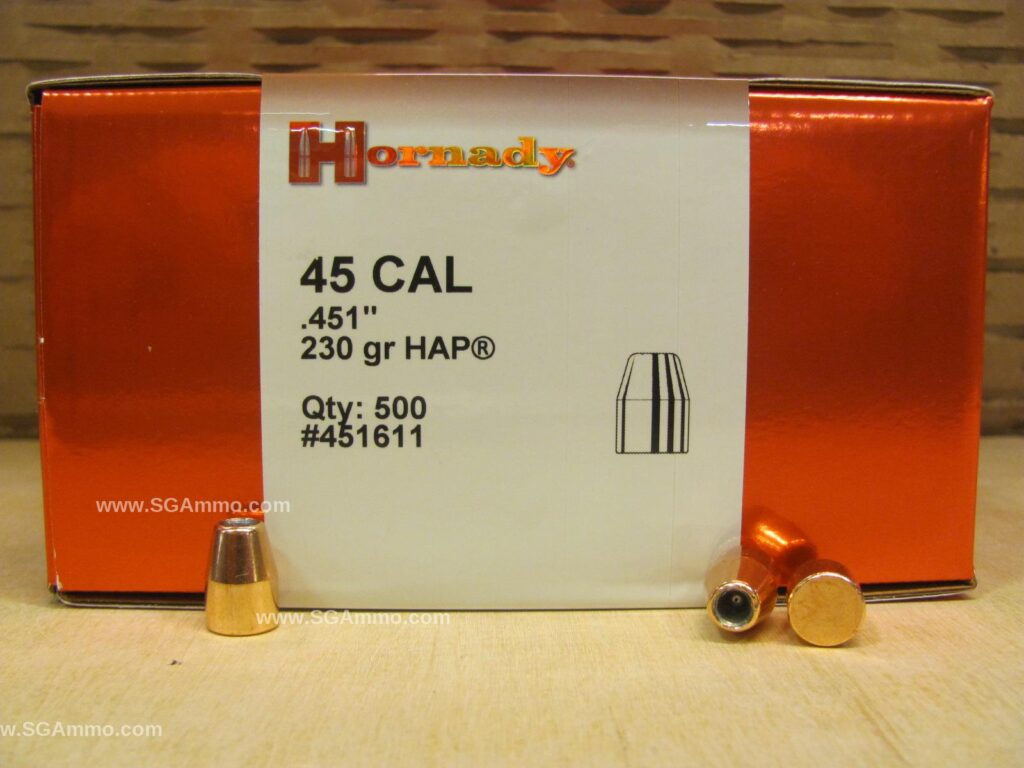 500 Count Box – 45 Cal 230 Grain HAP Projectile For Handloading .451 ...