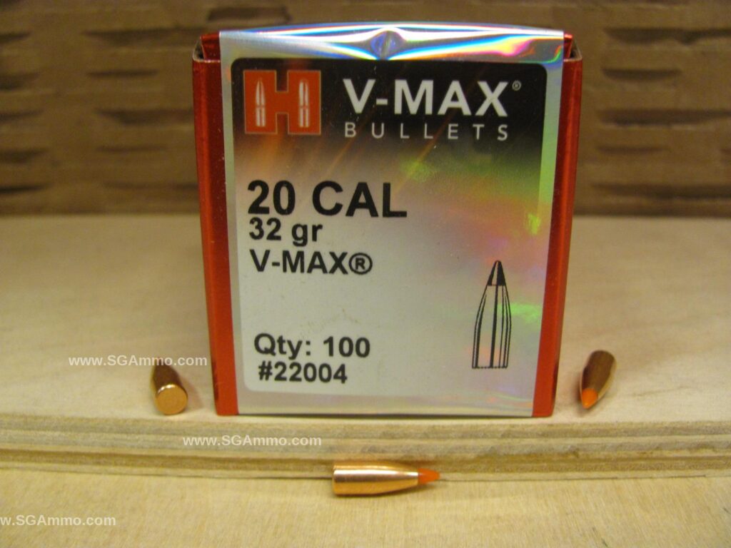 100 Count Box – 20 Cal 32 Grain V-Max Projectile For Handloading by ...