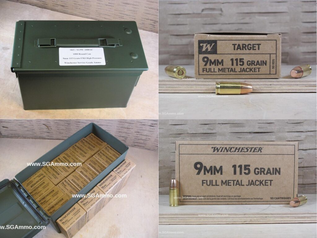 1000 Round Can – 9mm 115 Grain FMJ Winchester High Pressure Service ...