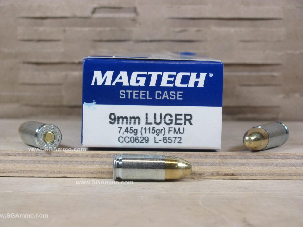 50 Round Box – Steel Case 9mm Luger 115 Grain FMJ Magtech Ammo – 9AS ...