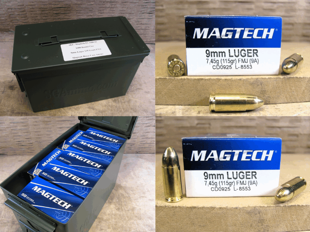 1600 Round Can – 9mm Luger 115 Grain FMJ Ammo by Magtech – 9A – Packed ...