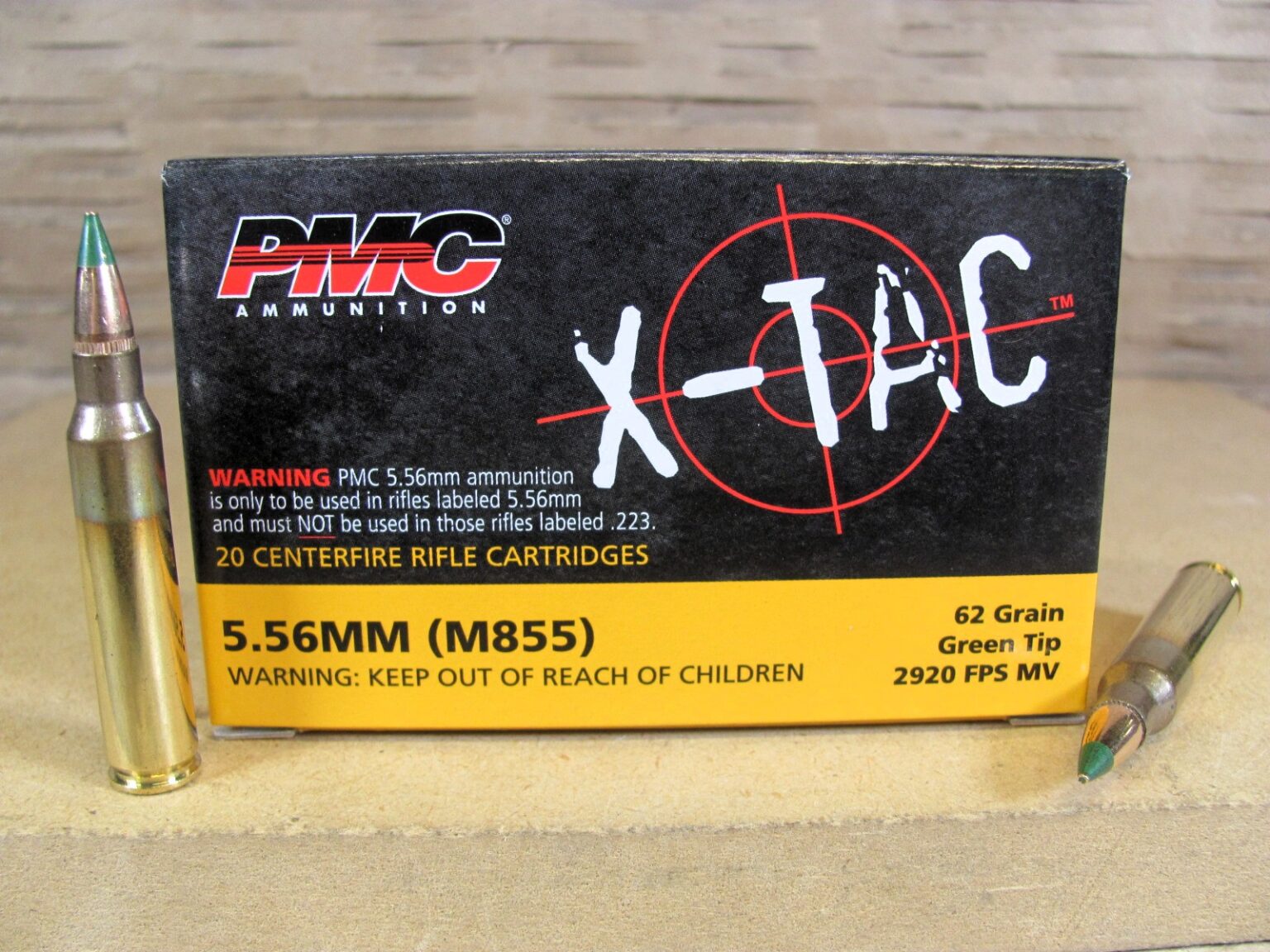 20 Round Box – 5.56 PMC X-TAC M855 62 Grain Green TIP FMJ LAP Ammo ...