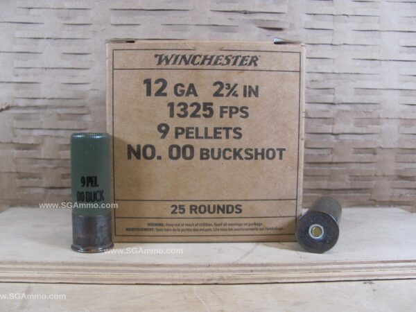 25 Round Box – 12 Gauge 2.75 inch Winchester Military 9 Pellet 00 ...