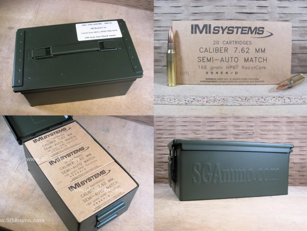 180 Round Flat Can – 7.62×51 NATO 168 Grain HPBT SMK OTM RazorCore Semi ...