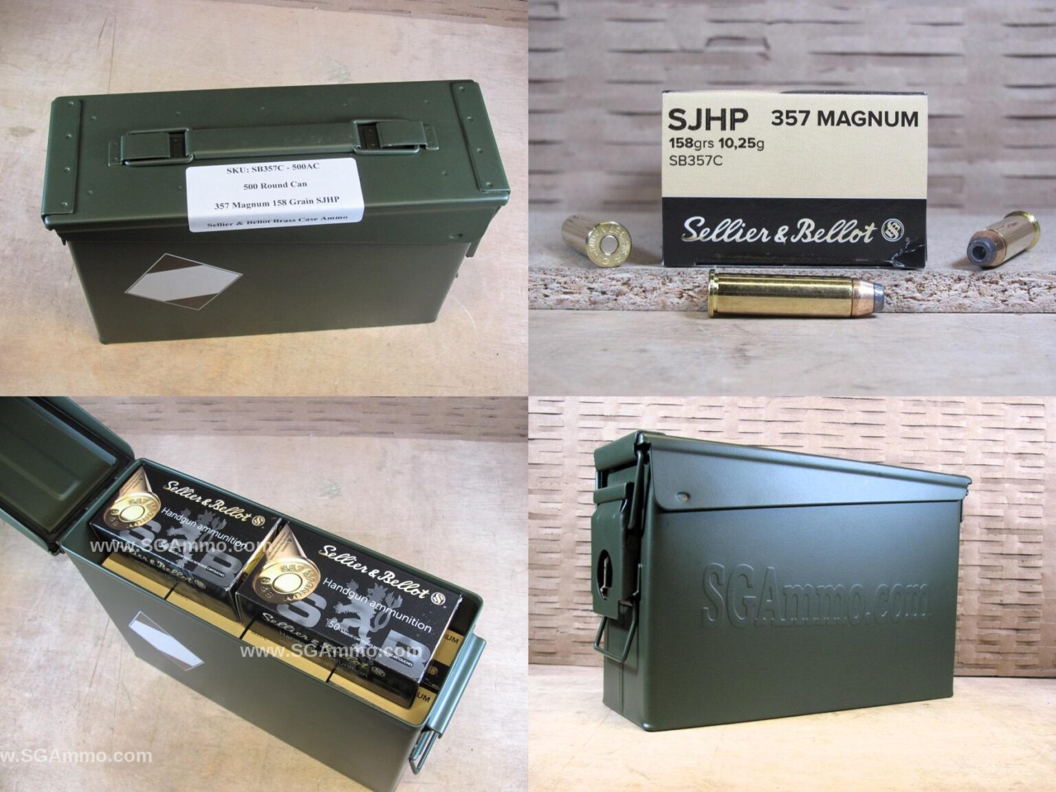 1000 Round Case – 357 Magnum 158 Grain JSP Soft Point Ammo by Sellier ...