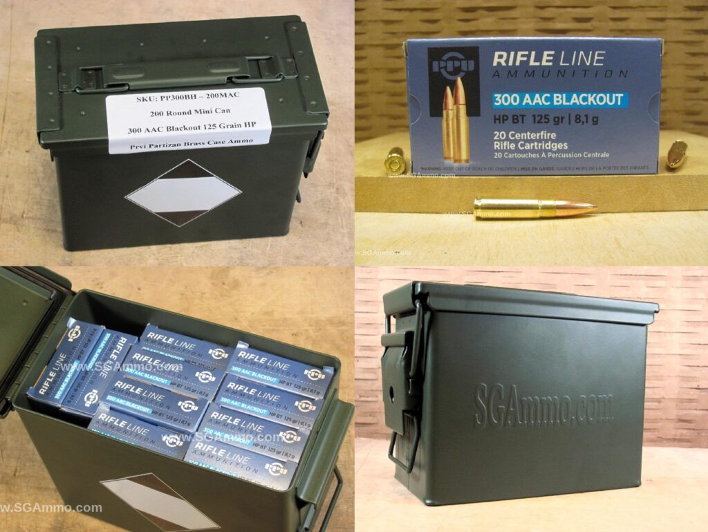 200 Round Can – 300 AAC Blackout 125 Grain HP BT Ammo by PPU Prvi ...