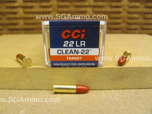 100 Round Box – 22 LR 40 Grain Red Polycoat Round Nose High Velocity ...