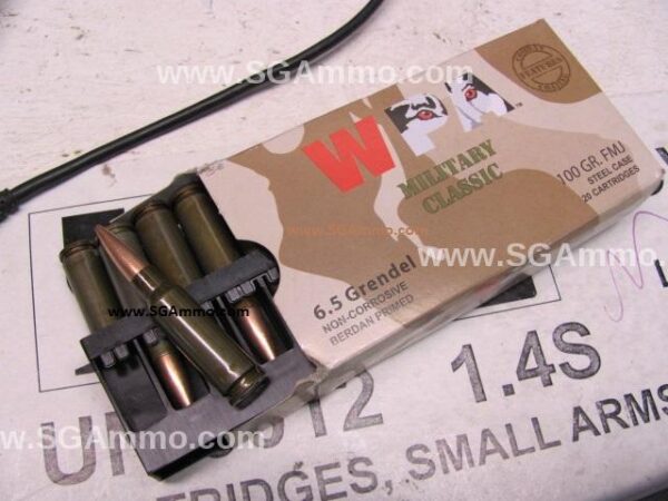 20 Round Box – 6.5 Grendel 100 Grain FMJ Lacquered Steel Case WPA Wolf ...