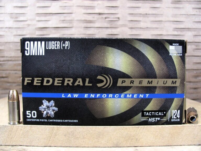 50 Round Box – 9mm Luger +P Federal HST 124 Grain HP Hollow Point LE ...