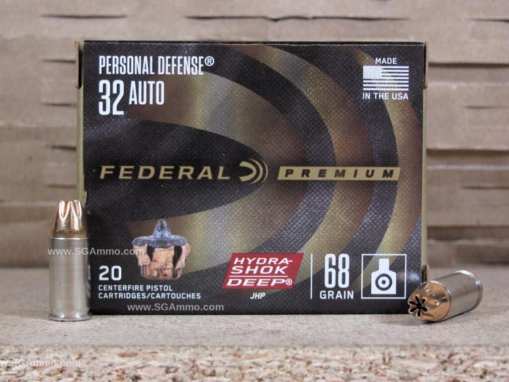 20 Round Box – 32 Auto 68 Grain Hydra-Shok Deep JHP Federal Premium ...