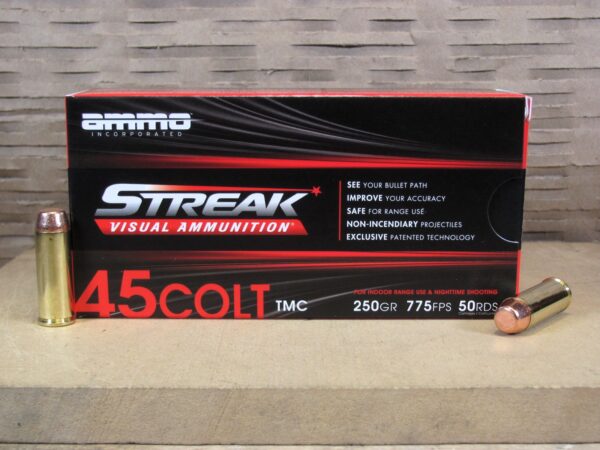 50 Round Box – 45 Colt 250 Grain TMC Streak Red – Ammo Inc Closeout ...