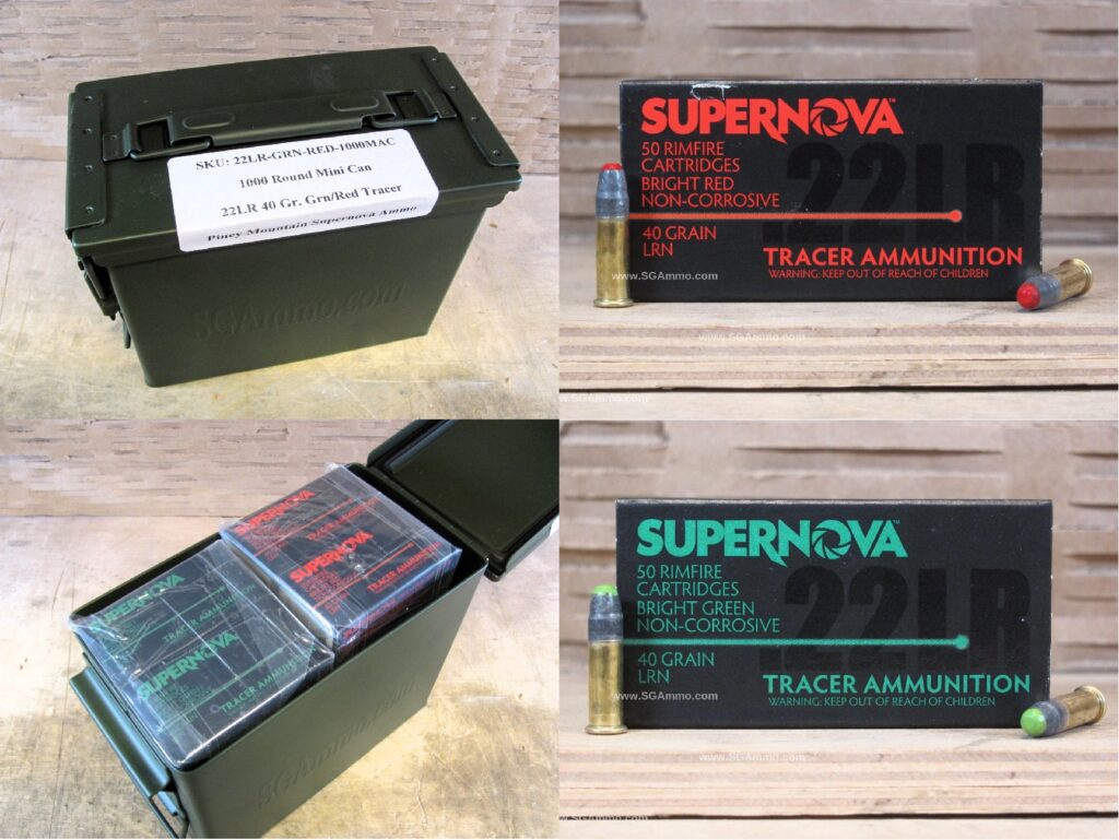 1000 Round Can – 22LR 40 Grain LRN Bright GREEN/RED Tracer Supernova ...